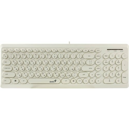 Клавиатура проводная мультимедийная Genius SlimStar Q200. 12 мультимидийных круглых клавиш, USB, под
