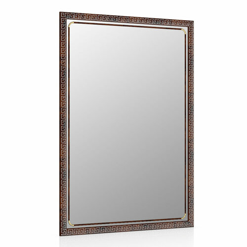 Зеркало 119НС корень, греческий орнамент, ШхВ 55х80 см, зеркала для офиса, прихожих и ванных комнат, горизонтальное или вертикальное крепление