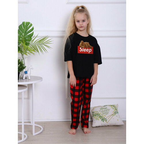 Пижама  Милаша, размер 146, красный, черный