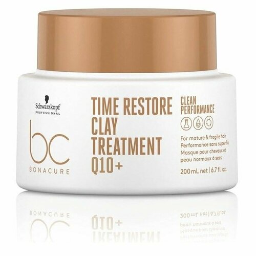 Маска для волос Schwarzkopf Professional Bonacure Clean Performance Time Restore Clay Treatment Q10, Маска-глина для зрелых и длинных волос, 500 мл