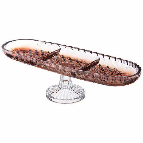 Блюдо на ножке Alegre Glass brown, 39х14см, 3 секции, стекло (337-113)
