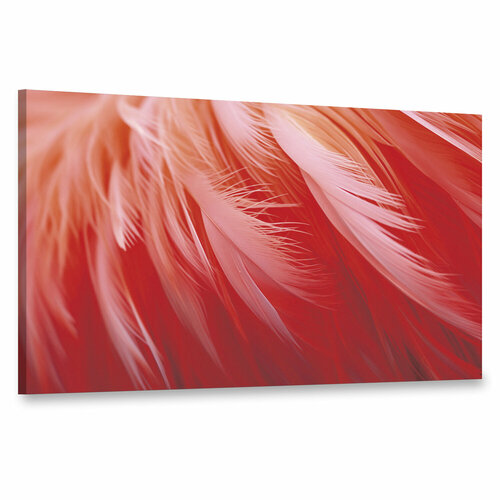 Интерьерная картина 100х60 "Пылающие перья фламинго"