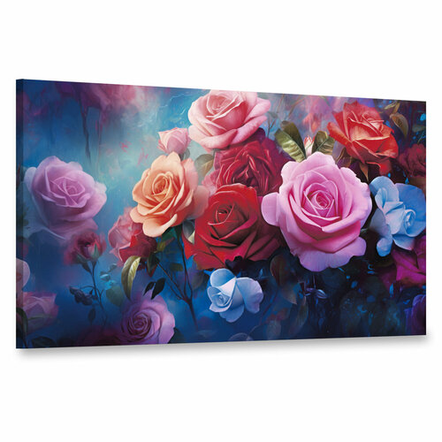Интерьерная картина 100х60 "Розы в мире иллюзий"