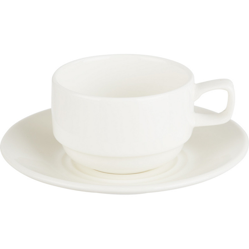Wilmax Чайная пара, Wilmax белая, фарфор, чашка 220 мл, блюдце d-14 см. WL-993008