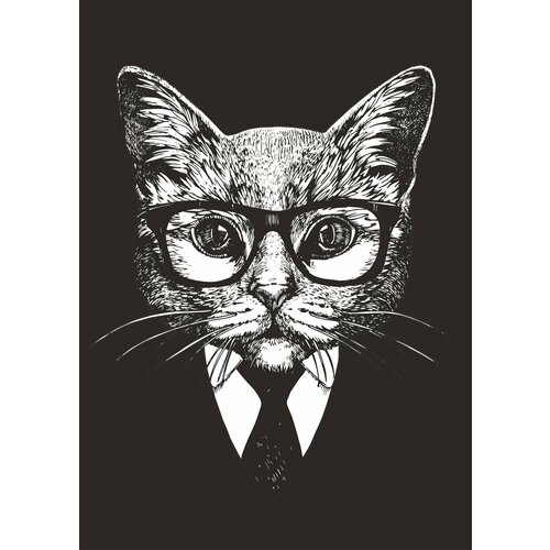 Плакат, постер на холсте Модный кот в очках. Размер 60 х 84 см