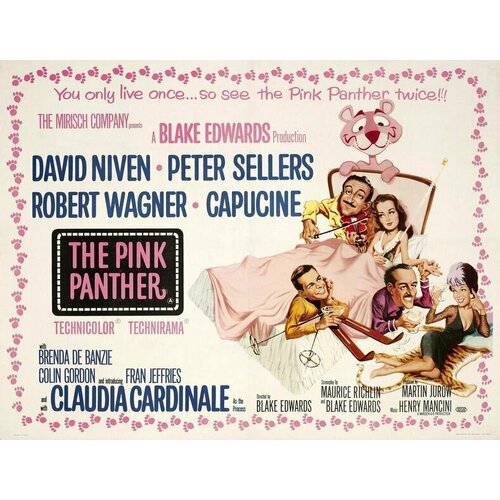 Плакат, постер на холсте The Pink Panther film (1963), фильм розовая пантера. Размер 60 х 84 см