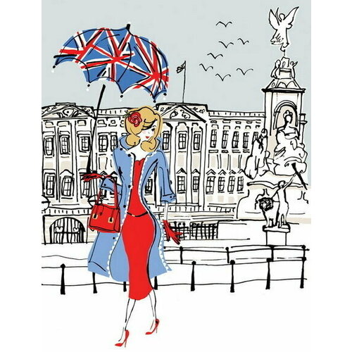 Плакат, постер на холсте модная иллюстрация Лондона. Размер 21 х 30 см