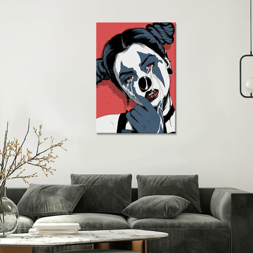 Интерьерная картина на холсте - Девушка-клоун арт 40х60