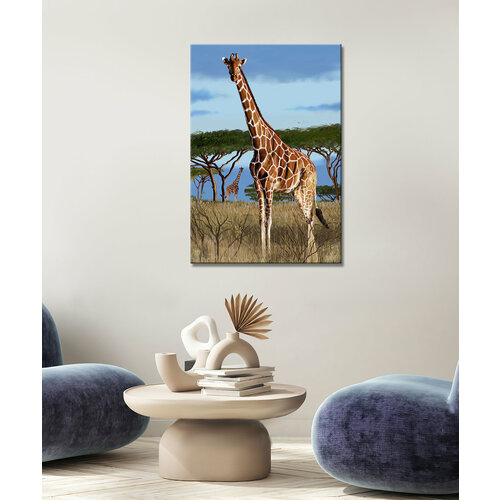 Картина - Жираф, жирафы, африка, жирафы закат, природа жирафы (2) 20х30