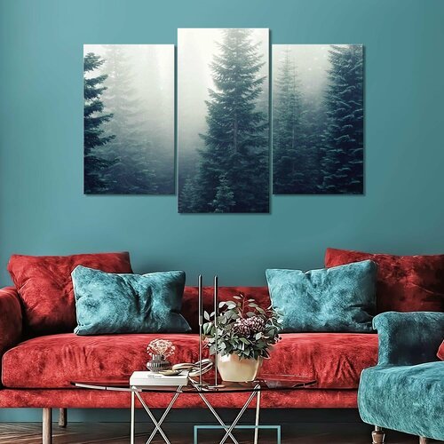 Модульная картина/Модульная картина на холсте/Модульная картина в подарок/серый лес-grey forest 120х80