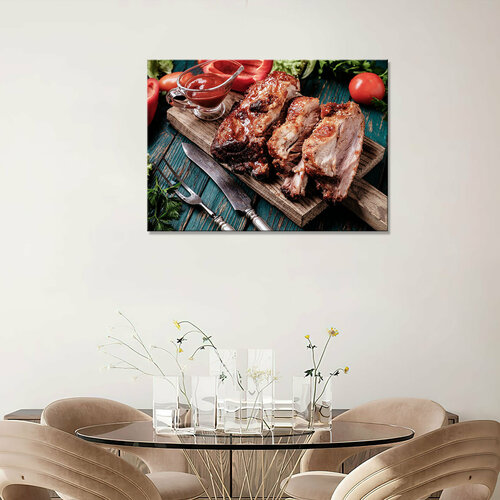 Картина/Картина на холсте для интерьера/Картина на стену/Картина для кухни/ - жареное мясо 40х60