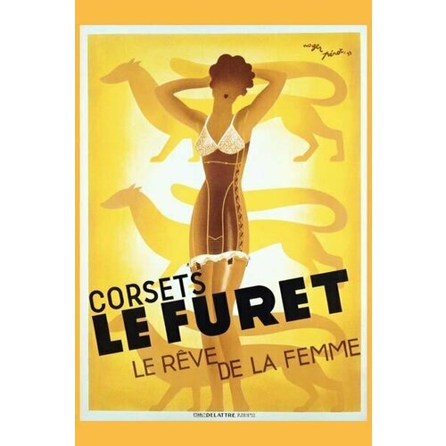 Плакат, постер на бумаге иностранный Corsets Le Furet. Размер 60 х 84 см