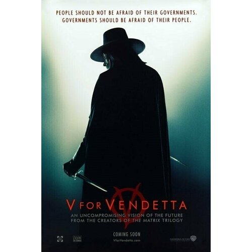 Плакат, постер на холсте V значит Вендетта (V for Vendetta), Джеймс МакТиг. Размер 30 х 42 см