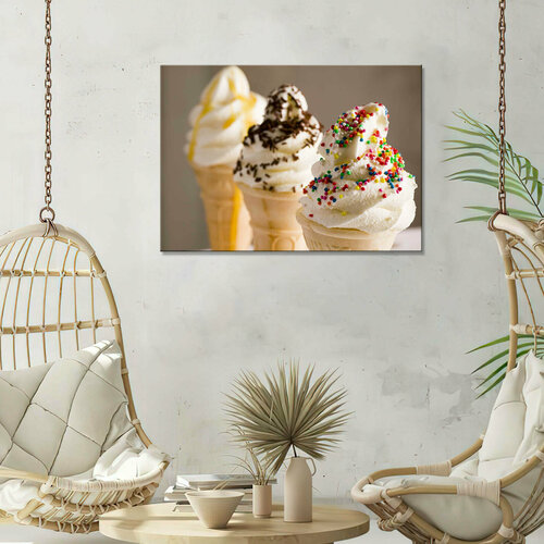 Картина/Картина на холсте для интерьера/Картина на стену/Картина для кухни/ - мороженое в рожках 30х40