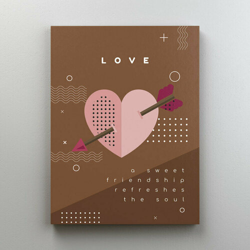 Интерьерная картина на холсте "Постер - любовь сердечко" размер 22x30 см