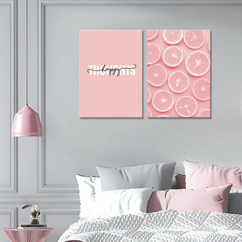 Картина интерьерная-Розовая подборка мотивационная надпись плакаты (5) (2 модуля-общий размер 30х40)
