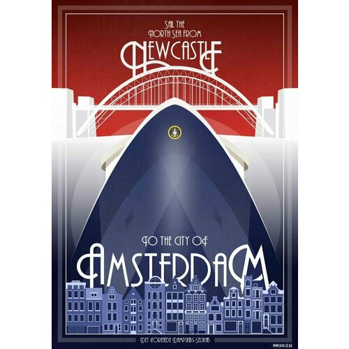 Плакат, постер на холсте Amsterdam/Амстердам. Размер 60 х 84 см
