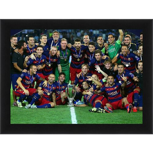 Плакат, постер на холсте Победа в суперкубке 2015. ФК Барселона. FC Barcelona. Размер 60 х 84 см