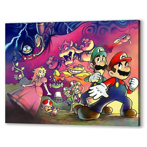 Плакат, постер на холсте Mario. Размер 21 х 30 см