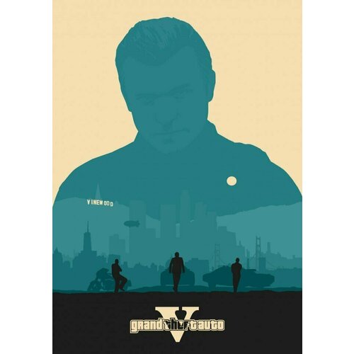 Плакат, постер на холсте Grand Theft Auto V/ГТА 5. Размер 21 х 30 см