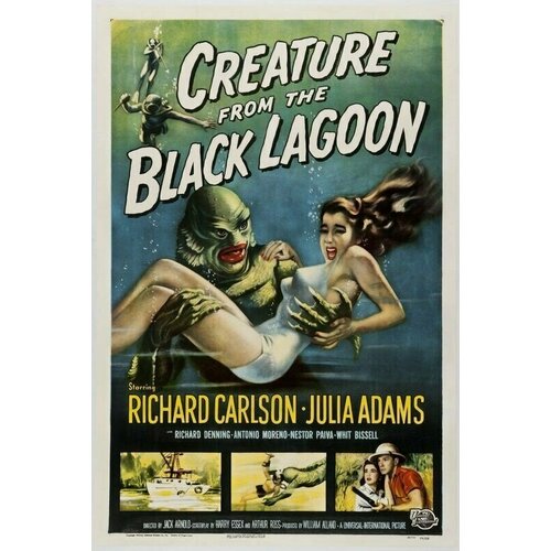 Плакат, постер на холсте Создание из Чёрной лагуны (Creature from the Black Lagoon), Джек Арнольд. Размер 42 х 60 см