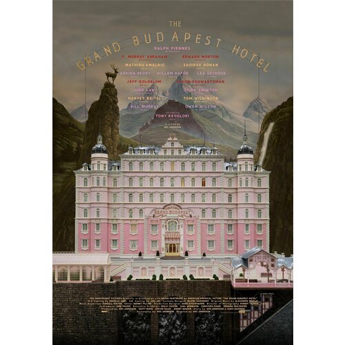 Плакат, постер на холсте Отель Гранд Будапешт (The Grand Budapest Hotel, 2014г). Размер 42 на 60 см
