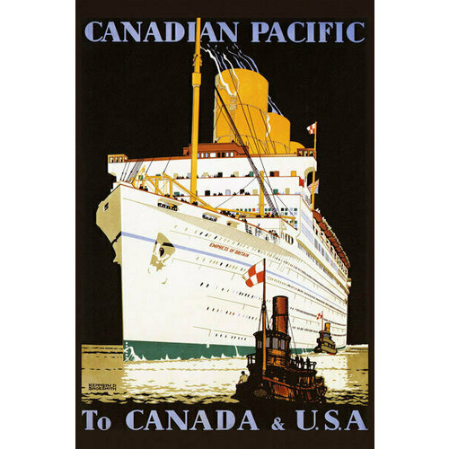 Плакат, постер на холсте иностранный Canadian pacific. To Canada U.S.A. Размер 60 х 84 см