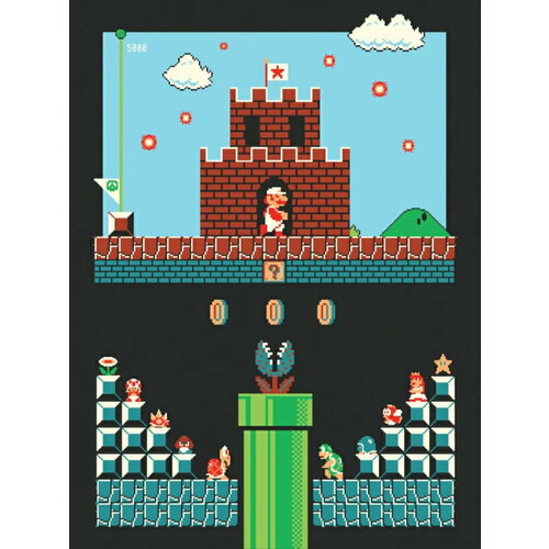 Плакат, постер на бумаге Mario/Марио/игровые/игра/компьютерные герои персонажи. Размер 21 на 30 см