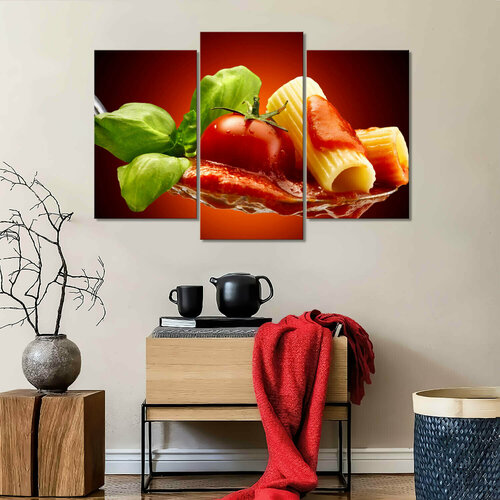 Модульная картина/Модульная картина на холсте/Модульная картина в подарок/паста с томатами-pasta with tomatoes120х80