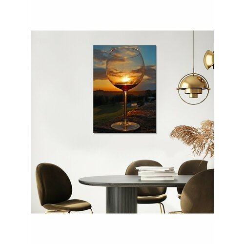 Картина на холсте с подрамником Вино на закате 60х80