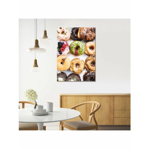 Картина на холсте с подрамником Пончики с фруктами и карамелью 60х80