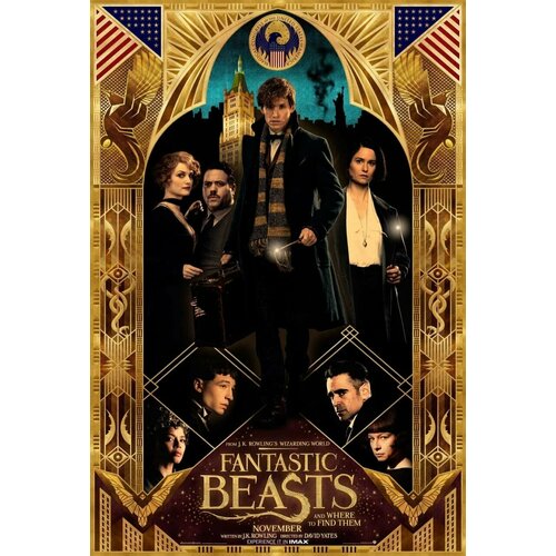 Плакат, постер на холсте Фантастические твари и где они обитают (Fantastic Beasts and Where to Find Them, 2016г). Размер 42 х 60 см