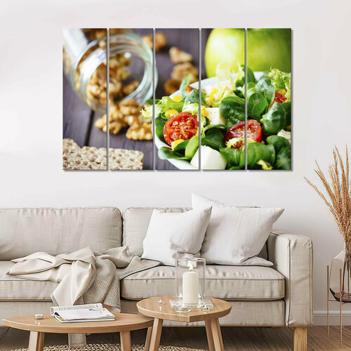 Модульная картина/Модульная картина на холсте/Модульная картина в подарок/салат с зеленью-salad with herbs 125х80