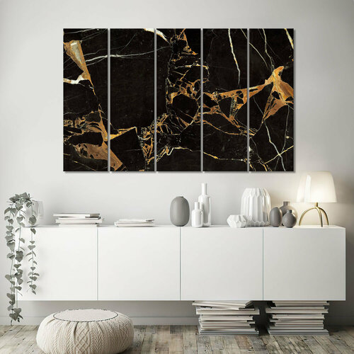 Модульная картина/Модульная картина на холсте/Модульная картина в подарок/черный мрамор (2)-black marble (2) 150х100
