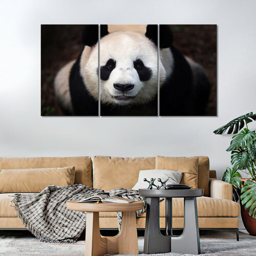 Модульная картина/Модульная картина на холсте/Модульная картина в подарок/ Панда живописная - Panda scenic90х50