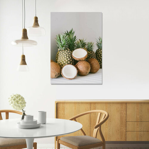 Картина/Картина на холсте для интерьера/Картина на стену/Картина для кухни/ -Кокос и ананас 40х60