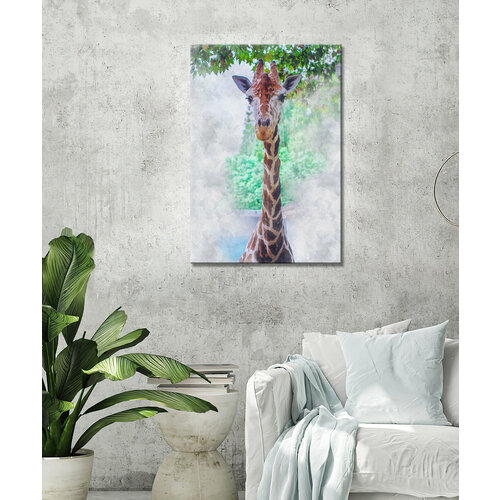 Картина - Жираф, жираф красками, арт жираф, пятнистый жираф (38) 50х70