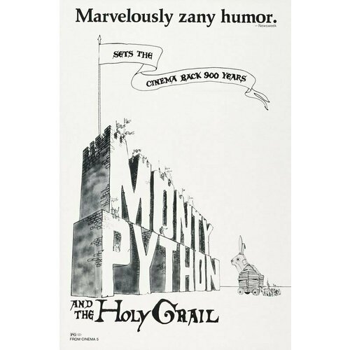 Плакат, постер на бумаге Монти Пайтон и священный Грааль (Monty Python and the Holy Grail), Терри Гиллиам, Терри Джонс. Размер 21 х 30 см
