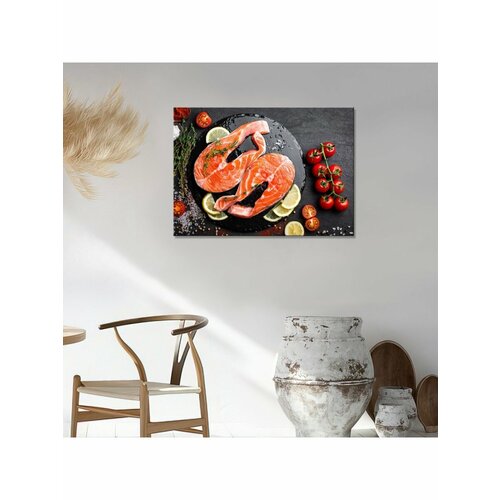 Картина на холсте с подрамником Красная рыба с овощами 60х80