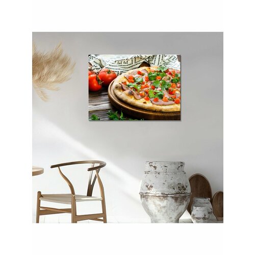 Картина на холсте с подрамником Пицца с беконом и томатами 60х80