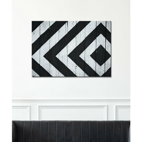Картина на холсте для интерьера - "Черно-белая графика, геометрия, ромбы 40х60"