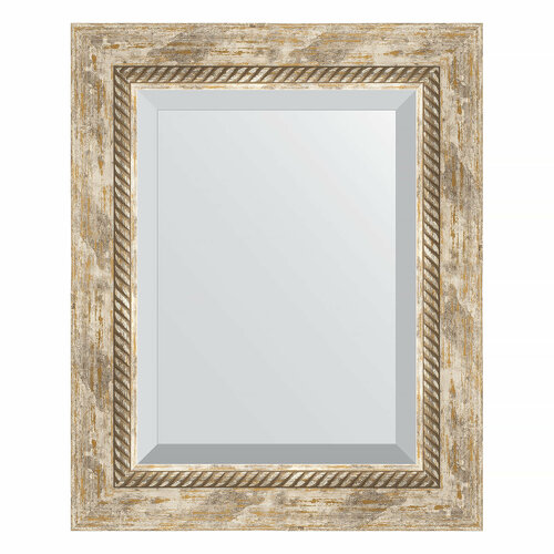 Зеркало настенное с фацетом EVOFORM в багетной раме прованс с плетением, 43х53 см, для гостиной, прихожей, спальни и ванной комнаты, BY 3355