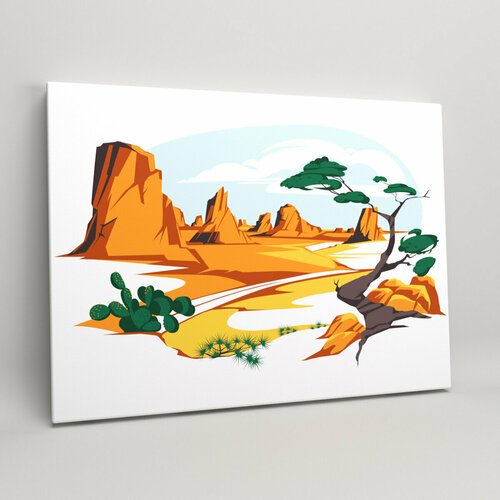 Картина на холсте (интерьерный постер) "Прерии пустыни" пейзаж, с деревянным подрамником, размер 40x30 см