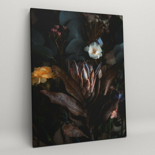 Картина на холсте (интерьерный постер) "Сухоцветы" растения, с деревянным подрамником, размер 45х60 см