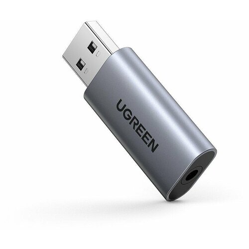 Звуковая карта USB UGREEN CM383 (80864) USB 2.0 => 3.5mm Audio Adapter. серый