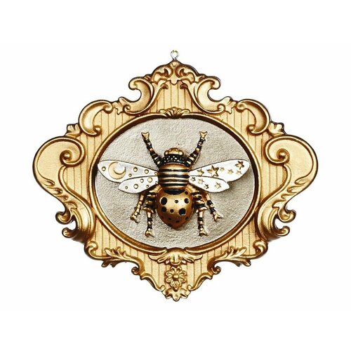 Ёлочная игрушка медальон С пчелой, полистоун, 15 см, Goodwill