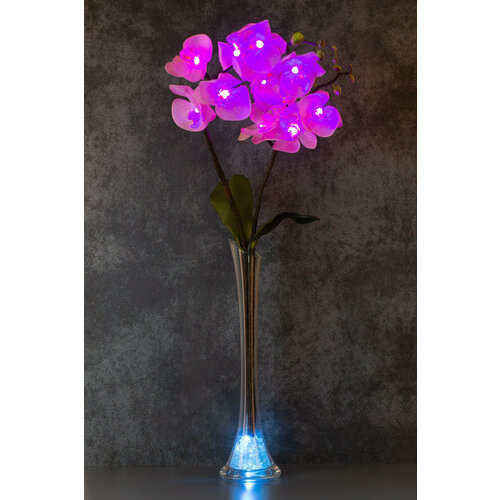 Светильник Орхидея Розовая 11 цветков с белой подсветкой