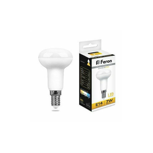 Светодиодная LED лампа Feron R50 E14 7W(540lm) 2700K 2K матовая 86x50, LB-450 25513 (упаковка 10 штук)