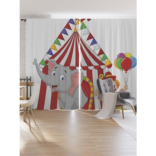 Шторы под лён JoyArty "Цирковой слон", серия Oxford DeLux, 340х265 см
