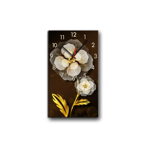 Часы настенные на стекле | Diva Kartina | Арт Постеры. Цветок | 40X70 см | Немецкий механизм